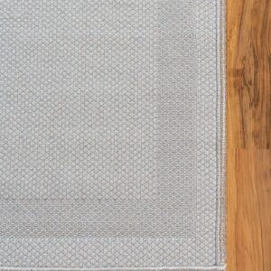 Unique Loom Decatur Collection Area Rug - Border (2' 2" x 3' Rectangle, Taupe/ Ivory)