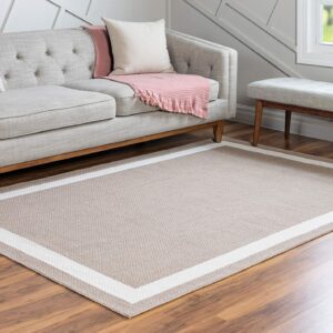 Unique Loom Decatur Collection Area Rug - Border (2' 2" x 3' Rectangle, Taupe/ Ivory)