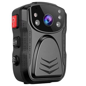 patrolmaster 1296p uhd body camera with audio (build-in 128gb), 2 inch display, night vision, waterproof, shockproof, body worn camera with compact design, police camera