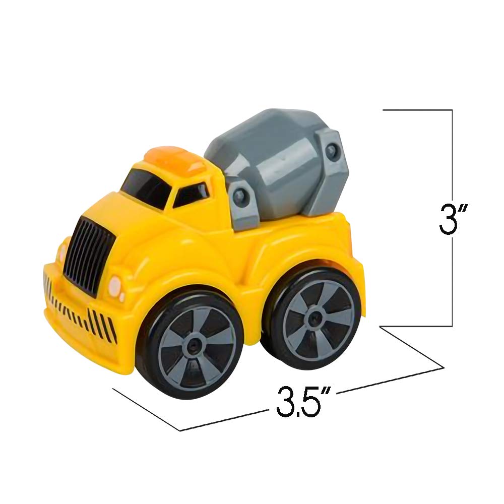 ArtCreativity 3.5 Inch Pull Back Construction Vehicle Set with Lights & Sound, Set of 3, Includes Mini Dump Truck, Tow Truck, and Concrete Mixer, Best Gift for Kids, Party Favors for Boys Girls