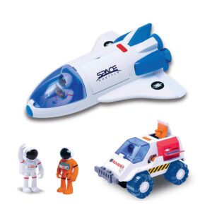 astro venture space playset - toy space shuttle & space rover with lights and sound & 2 astronaut figurine gift toys for boys and girls