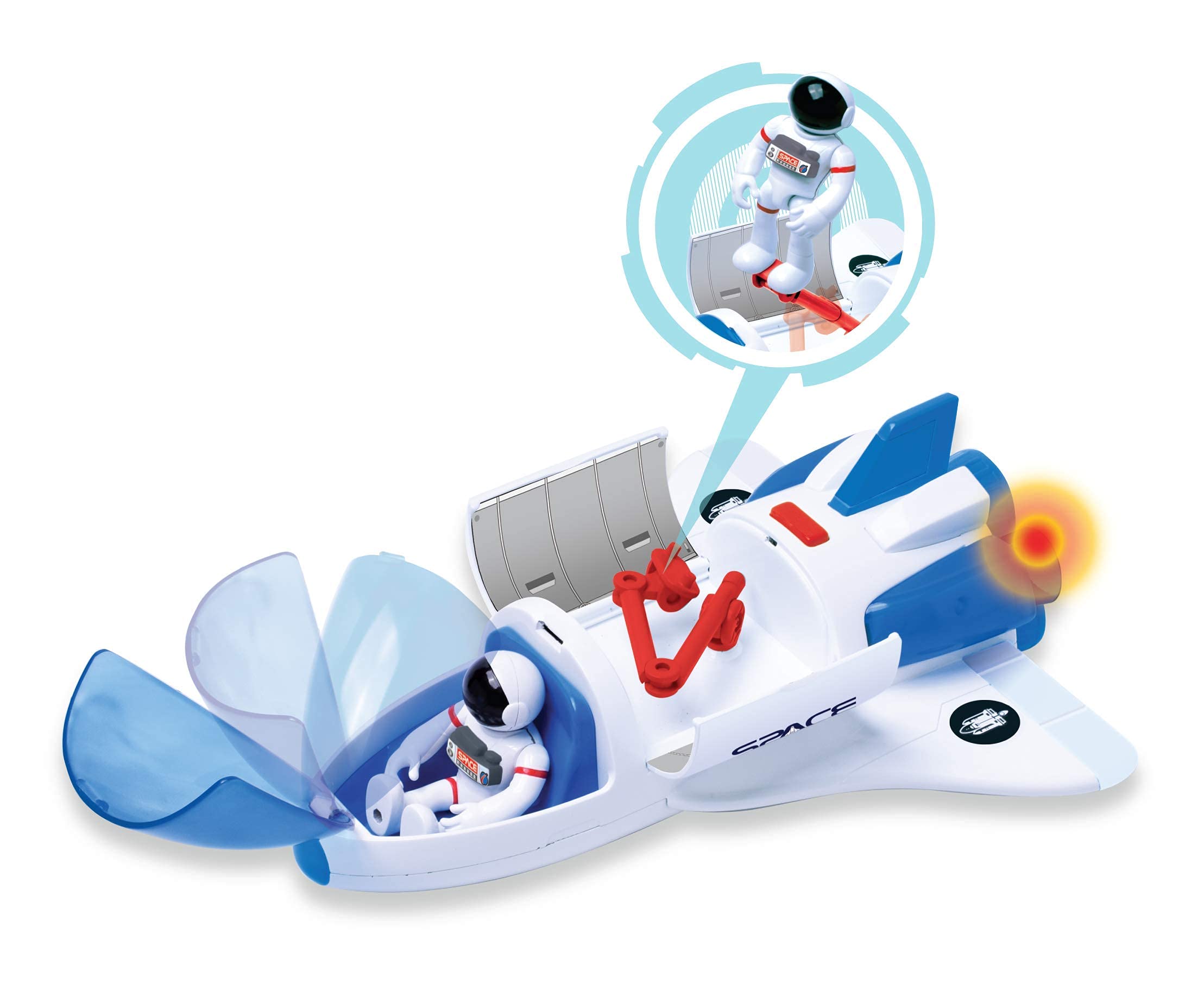 ASTRO VENTURE Space Playset - Toy Space Shuttle & Space Rover with Lights and Sound & 2 Astronaut Figurine Gift Toys for Boys and Girls