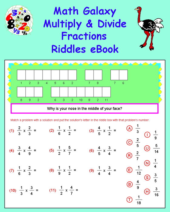 Math Galaxy Multiply & Divide Fractions Riddles eBook