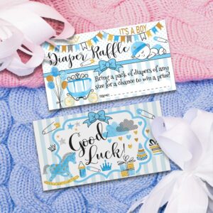 Diaper Raffle Tickets - It's A Boy - Set of 50 Double-Sided Raffle Cards - Blank Baby Shower Stationery - Fun and Colorful Baby Shower Supplies for Under $15!