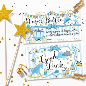 Diaper Raffle Tickets - It's A Boy - Set of 50 Double-Sided Raffle Cards - Blank Baby Shower Stationery - Fun and Colorful Baby Shower Supplies for Under $15!