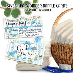 Diaper Raffle Tickets - It's A Boy - Set of 50 Double-Sided Raffle Cards - Blank Baby Shower Stationery - Fun and Colorful Baby Shower Supplies for Under $15!