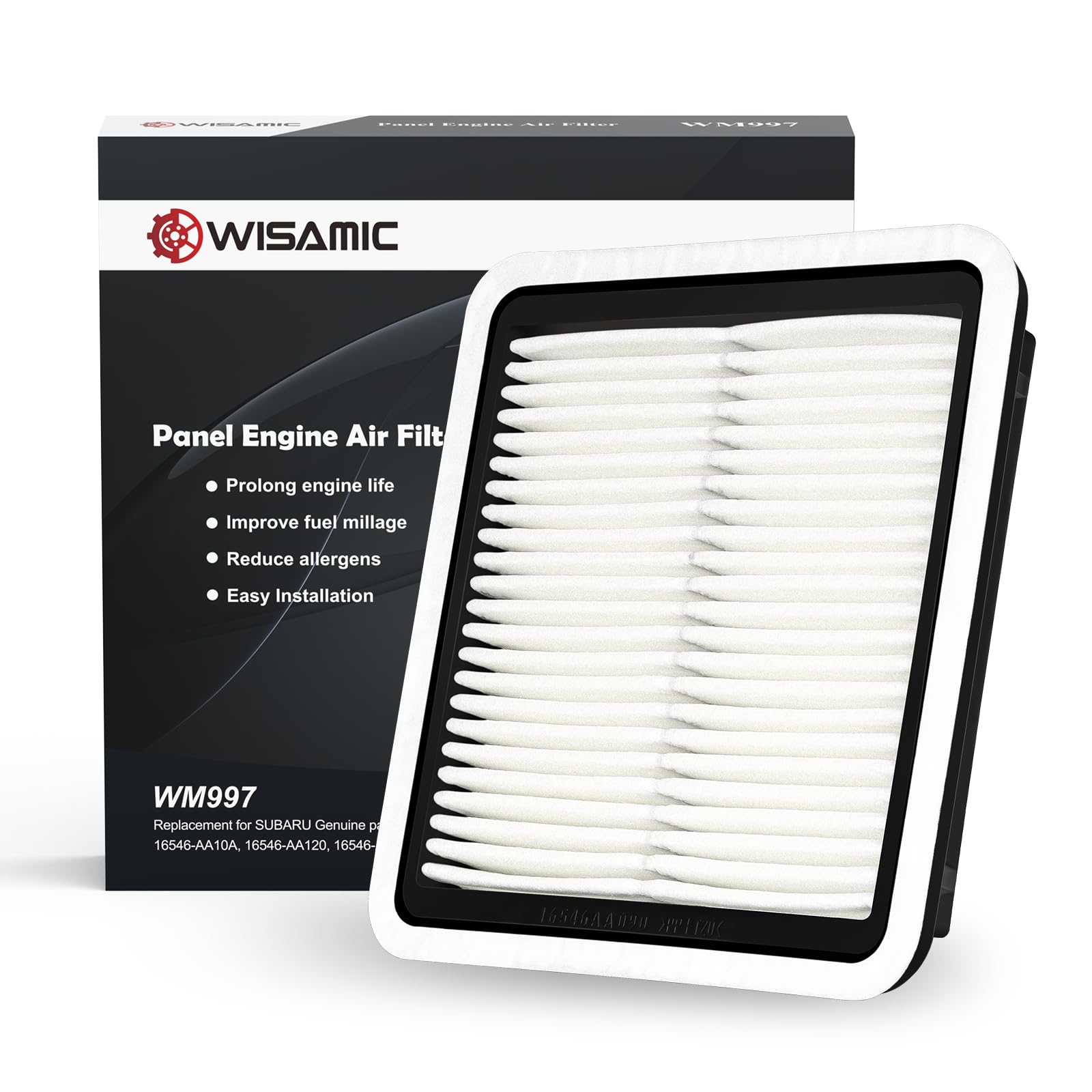 WISAMIC Engine Air Filter Compatible with Subaru: Outback(2005-2018), Forester(2009-2018), Legacy(2008-2018), WRX(2015-2018), XV Crosstrek (2013-2015), Tribeca(2006-2014), WM997, Replace CA9997