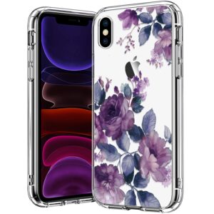 bicol foriphone x case,iphone xs case,elegant purple floral flower pattern clear with design plastic cover soft tpu bumper protective silicone cover phone case for iphone x/iphone xs