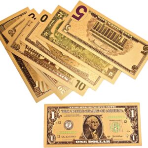 LONG7INES USA President 1/2/5/10/20/50/100 Dollar Bill Banknote, 24k Gold Coated Legacy Limited Edition Chief Executive Banknote Bill Great Gift for Coin Currency Collectors and Republican (70 Pack)