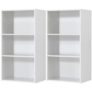 giantex 2 pieces 3 shelf bookcase book shelves open storage cabinet multi-functional home office bedroom furniture display bookcases, white