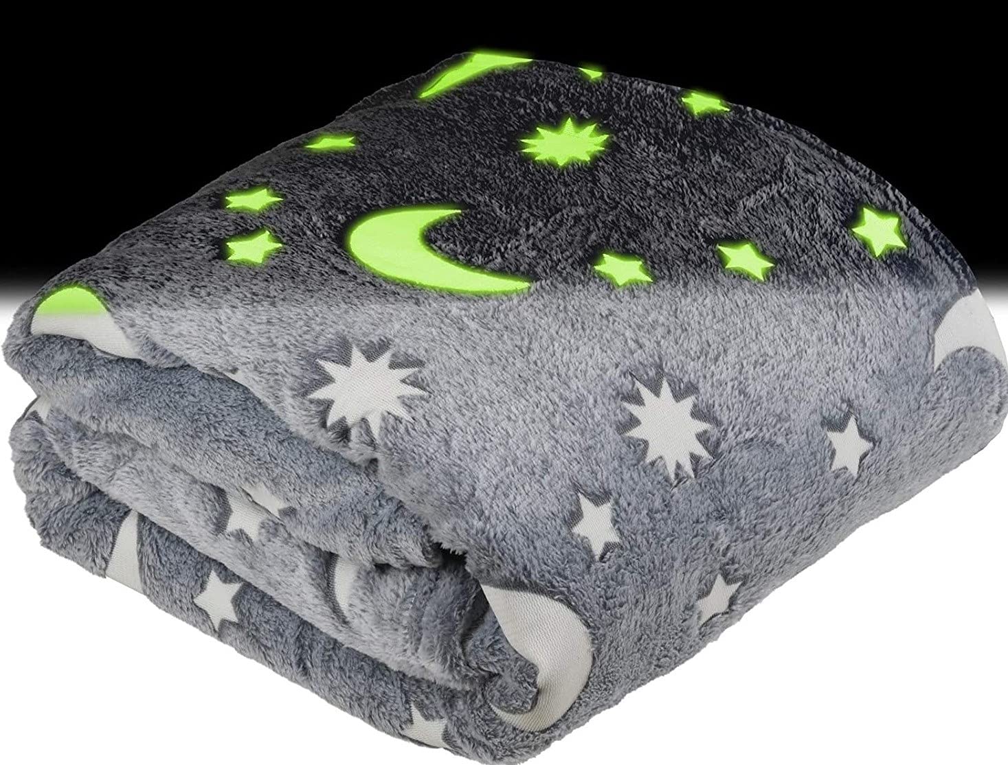 Soft Throw Blanket Camping Blanket Gifts for Boys and Kids Ages 4-14 and for Grandkids - [Gray] Glow in The Dark 50 x 60 Inches Fun, Cozy Fleece Throw Blankets