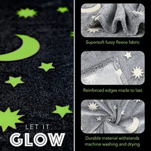 Soft Throw Blanket Camping Blanket Gifts for Boys and Kids Ages 4-14 and for Grandkids - [Gray] Glow in The Dark 50 x 60 Inches Fun, Cozy Fleece Throw Blankets