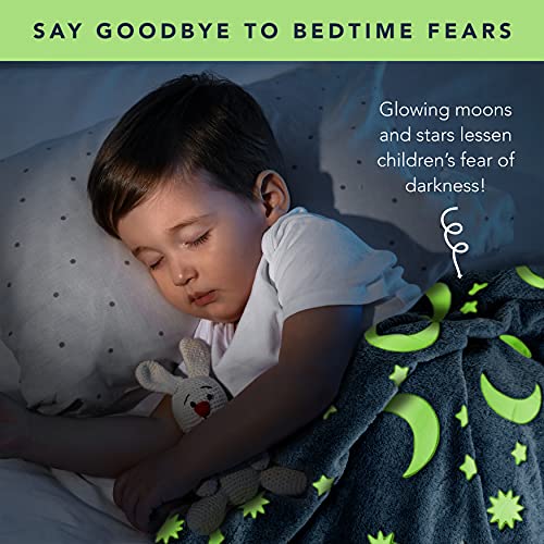 Soft Throw Blanket Camping Blanket Gifts for Boys and Kids Ages 4-14 and for Grandkids - [Gray] Glow in The Dark 50 x 60 Inches Fun, Cozy Fleece Throw Blankets