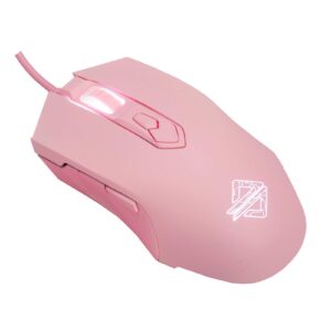 lomiluskr aj52 wired gaming mouse, 7 programmable buttons, computer mice with rgb lighting, 200-4800 dpi adjustable, for windows/mac os/linux (pink)