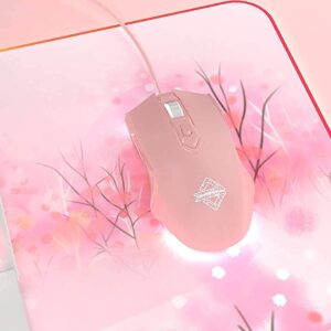 Lomiluskr AJ52 Wired Gaming Mouse, 7 Programmable Buttons, Computer Mice with RGB Lighting, 200-4800 DPI Adjustable, for Windows/Mac OS/Linux (Pink)