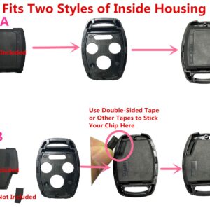 Horande 4 Buttons Replacement Key Fob Cover Case fit for Honda 2003-2012 Accord 2006-2013 Civic EX 2009-2015 Pilot 2005-2006 CR-V Keyless Entry Key Fob