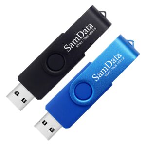 samdata 32gb usb flash drives 2 pack 32gb thumb drives memory stick jump drive with led light for storage and backup (2 colors: black blue)