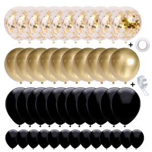 black and gold balloons garland 127 pcs confetti metallic latex balloons kit for anniversary birthday christmas graduation or friend & family party decorations.