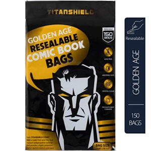 titanshield golden age re-sealable comic book bags (150 count)