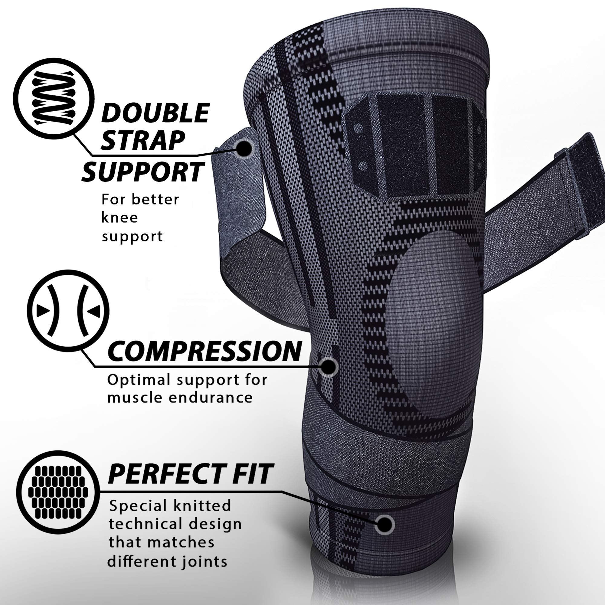 Pure Support Knee Brace with Straps, Compression Sleeve for Running, Arthritis Pain, Sports