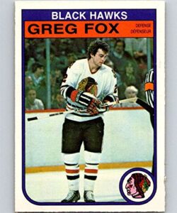 1982-83 o-pee-chee hockey #65 greg fox chicago blackhawks official nhl opc trading card (stock photo used)