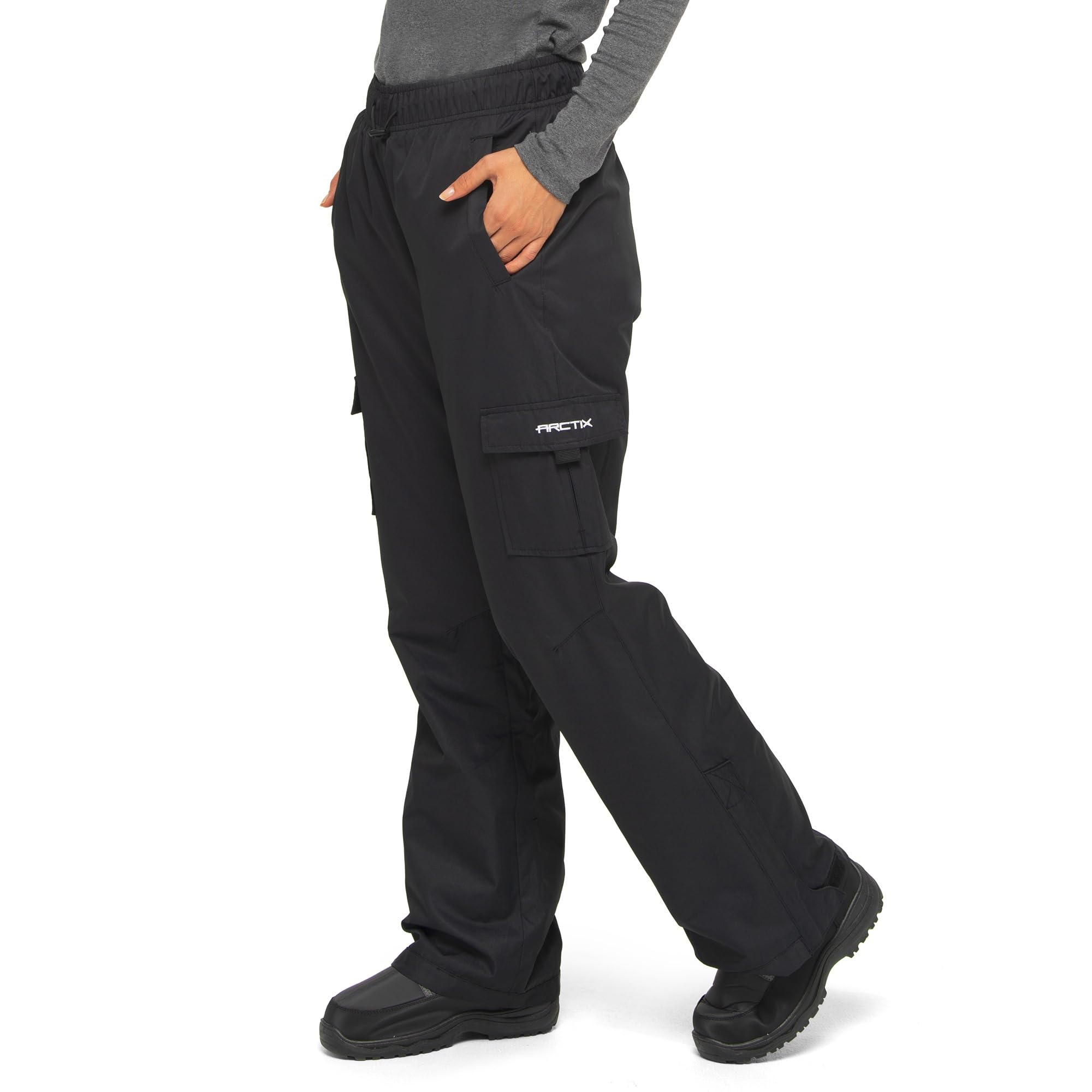 Arctix Women's Lumi Pull Over Fleece Lined Cargo Snow Pants, Black, 3X