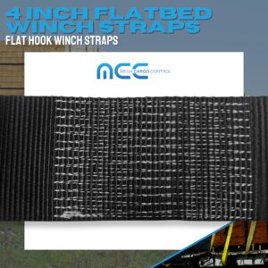 4" x 30' Heavy Duty Winch Straps w/Flat Hook - Pack of 10 | Black Tie Downs for Flat Bed, Truck, Farm, Utility Trailers (5400 LBS WLL)