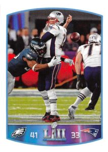 2018 panini nfl stickers collection #456 tom brady new england patriots super bowl lii fumble official football sticker