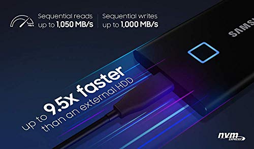 SAMSUNG SSD T7 Portable External Solid State Drive 1TB, Up to USB 3.2 Gen2 , Reliable Storage for Gaming, Students, Professionals, (MU-PC1T0T/AM), Black