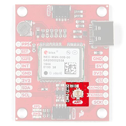 SparkFun GPS Breakout - NEO-M9N, U.FL (Qwiic) Breakout No Soldering Required Breadboardable Contains a Rechargeable Backup Battery Allowing a Warm-Start decreasing time-to-First-fix