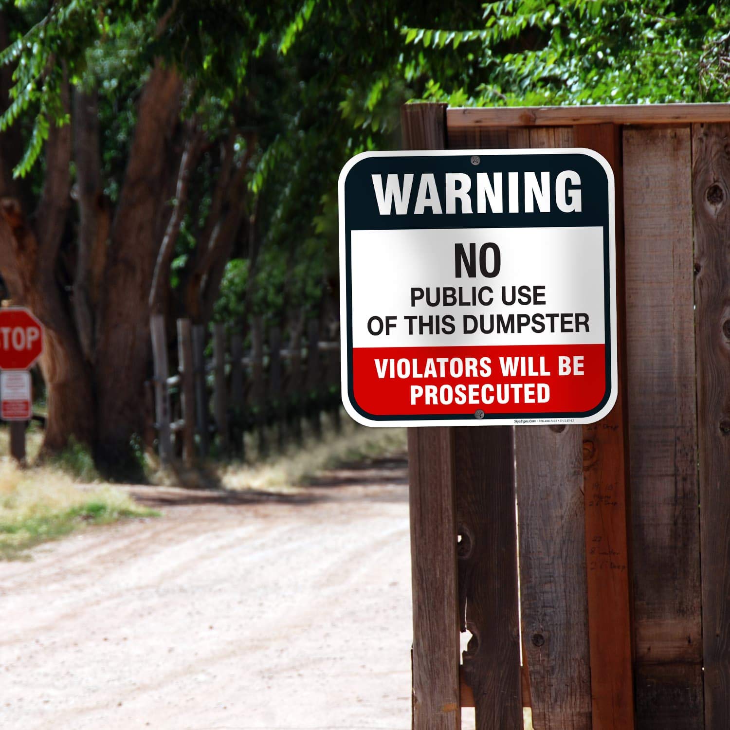 No Dumping Sign, No Public Use of Dumpster Sign, Violators Will Be Prosecuted, 12x12 Square Rust Free Aluminum,Weather/Fade Resistant, Easy Mounting, Indoor/Outdoor Use, Made in USA by Sigo Signs