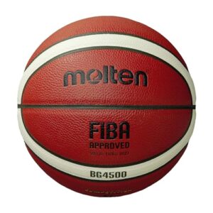 molten bg4500 basketball, match ball, bbl & wbbl, fiba approved, premium composite leather, indoor play, orange/ivory, size 7, suitable for boys age 14 & adult