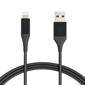 amazon basics 2-pack usb-a to lightning abs charger cable, mfi certified charger for apple iphone 14 13 12 11 x xs pro, pro max, plus, ipad, 10,000 bend lifespan, 6 foot, black