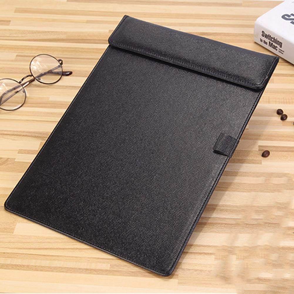 Leather Clipboard with 9.2in x 12.8in Magnetic Clip Black Document Holder for Classroom Paper Supplies