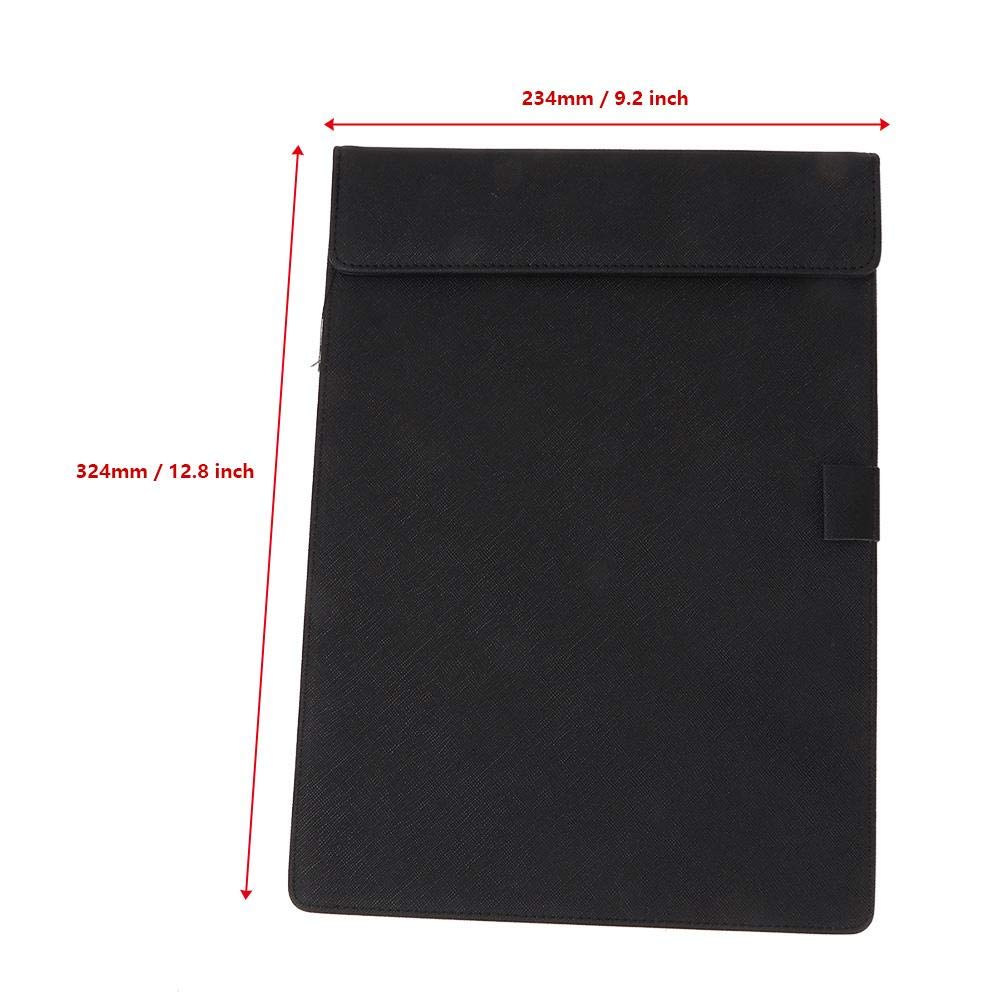 Leather Clipboard with 9.2in x 12.8in Magnetic Clip Black Document Holder for Classroom Paper Supplies