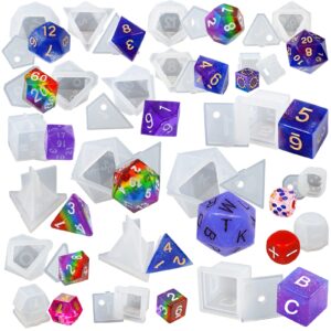 funshowcase resin dice molds epoxy casting kit set number letter operation d4 d6 d8 d10 d12 d20 d24 20-count 0.7-1.6inch