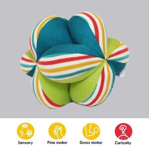 Shumee Colorful Plush Fabric Ball| Baby Textured Ball, Baby Fabric Plush Stuffed Ball Toys, Montessori Soft Ball Toys | Developmental Clutch with Rattle, Infant/Babies | Newborn Gift