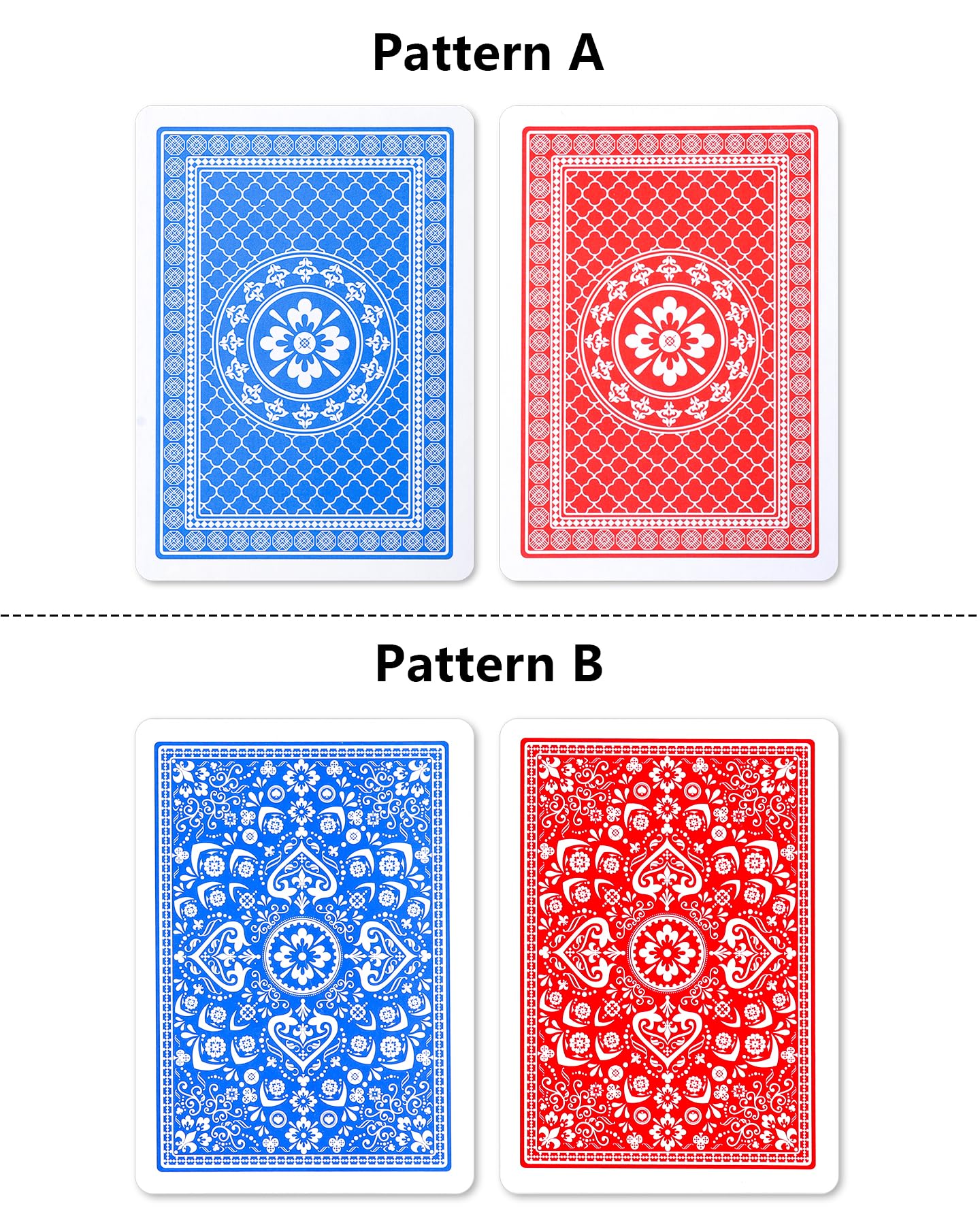 Teskyer 2 Pack Large Print Playing Cards, Poker Size Large Index Deck of Cards, Linen Finish Surface, Pattern A