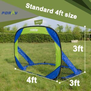 Porayhut Pop up Soccer Goals Net,Portable Soccer Nets for Kids for Backyard,Set of 2 with Ball &Pump, Easy Assembly Soccer Goals with Compact Carrying Bag and 8 Steel Stakes,Gift for Kids