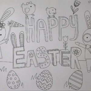 Easter Kids' Coloring Placemats (Pack of 24) - 11" x 16" - Black & White Paper - Perfect for Festive Easter Celebrations