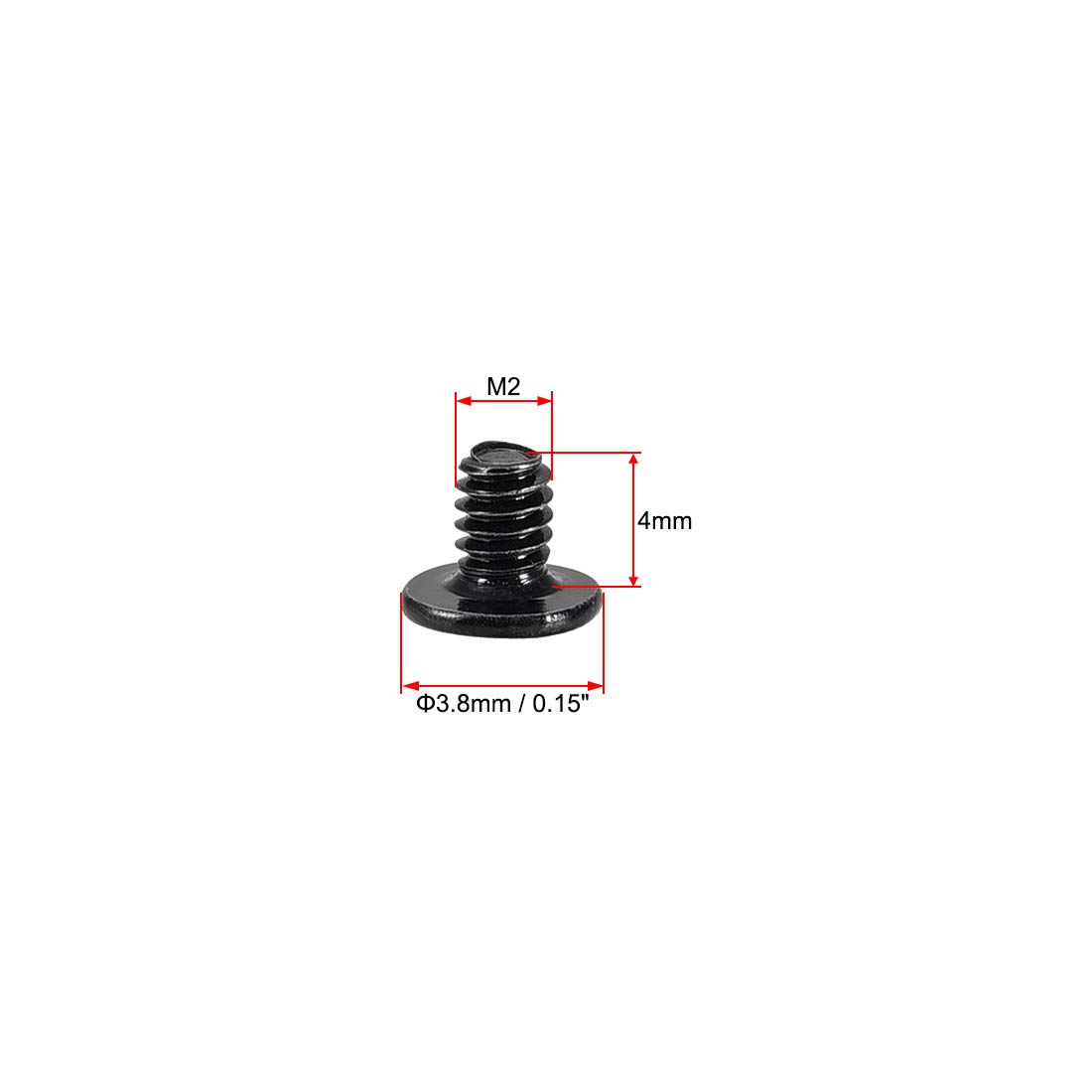 uxcell M2x4mm Phillips Screw Fastener Black 3.8mm Dia Screw Head for Laptop PC TV Fan Switch 50pcs