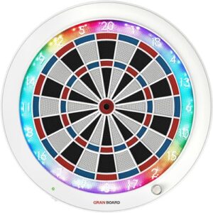 granboard 3s white edition led bluetooth dartboard