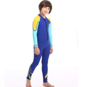 ZCCO Kids Swimsuit, Full Body Sunsuit, Youth Boy's and Girl's One Piece Long Sleeve Swimsuit for Swimming,Bathing, Surfing etc Water Sports (Blue, M)