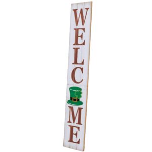 collections etc 8-piece vertical multi-season wooden welcome sign decor with magnetic backing - seasonal outdoor home decoration for front porch, door, wall - 46" x 8"