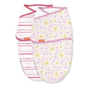 swaddleme luxe whisper quiet swaddle – size small/medium, 0-3 months, 2-pack (you are my sunshine) extra-soft newborn swaddle wrap with silent fabric closure and bottom zipper for diaper changes