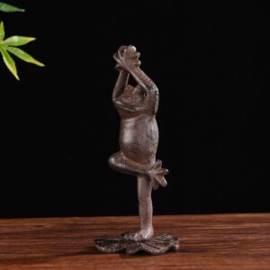 BRASSTAR Cast Iron Frog Prince Dance Statue Paperweight Fantastic Figurine Garden Lawn Home Office Desk Decor Collectible Gift PTWQ014