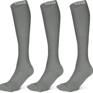 SB SOX 3-Pair Compression Socks (15-20mmHg) for Men & Women – Best Socks for All Day Wear! (L/XL, 03 – Solid Gray)