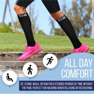 SB SOX 3-Pair Compression Socks (15-20mmHg) for Men & Women – Best Socks for All Day Wear! (L/XL, 03 – Solid Gray)