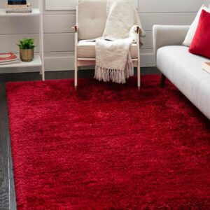 Rugs.com Infinity Collection Solid Shag Area Rug 9' x 12' Merlot Shag Rug Perfect for Living Rooms, Large Dining Rooms, Open Floorplans