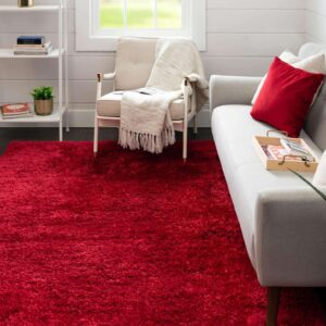 Rugs.com Infinity Collection Solid Shag Area Rug 9' x 12' Merlot Shag Rug Perfect for Living Rooms, Large Dining Rooms, Open Floorplans